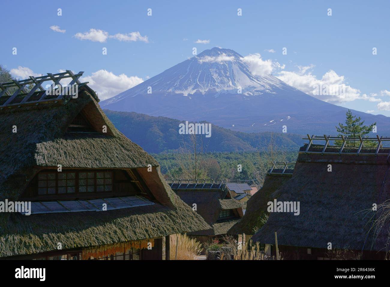 Fuji and thatched roofs Stock Photo - Alamy