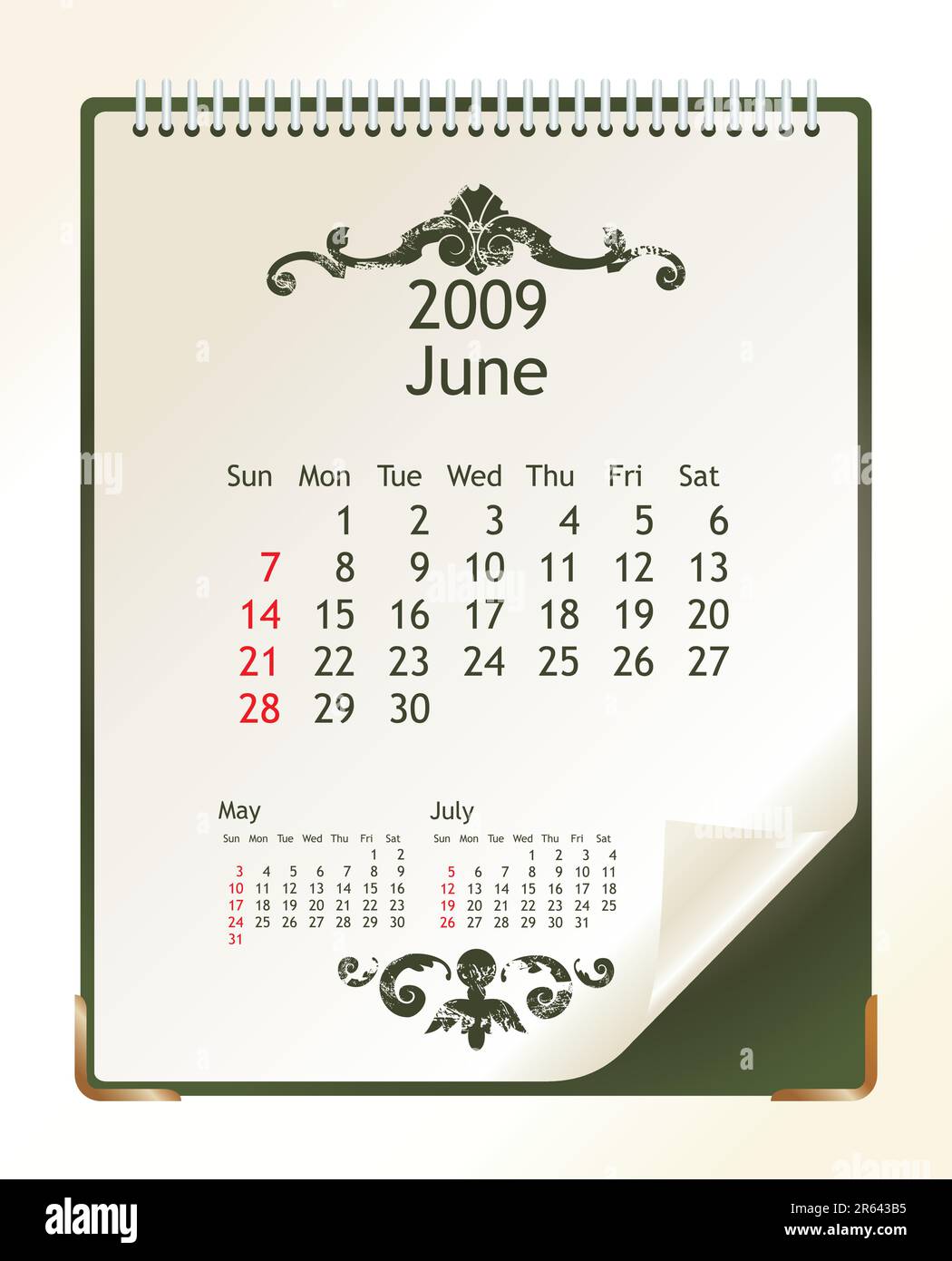2009 calendar with a blanknote paper - vector illustration Stock Vector ...
