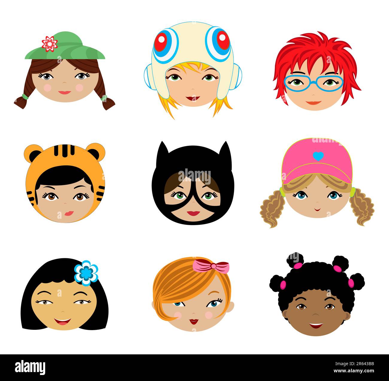 Illustration cute girl faces Stock Vector Images - Alamy