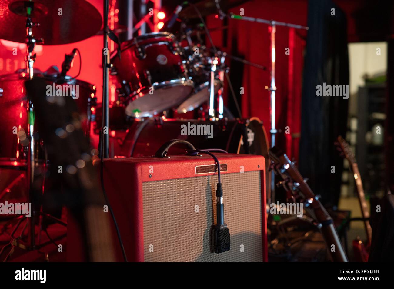 Concert stage with instruments set up hi-res stock photography and ...