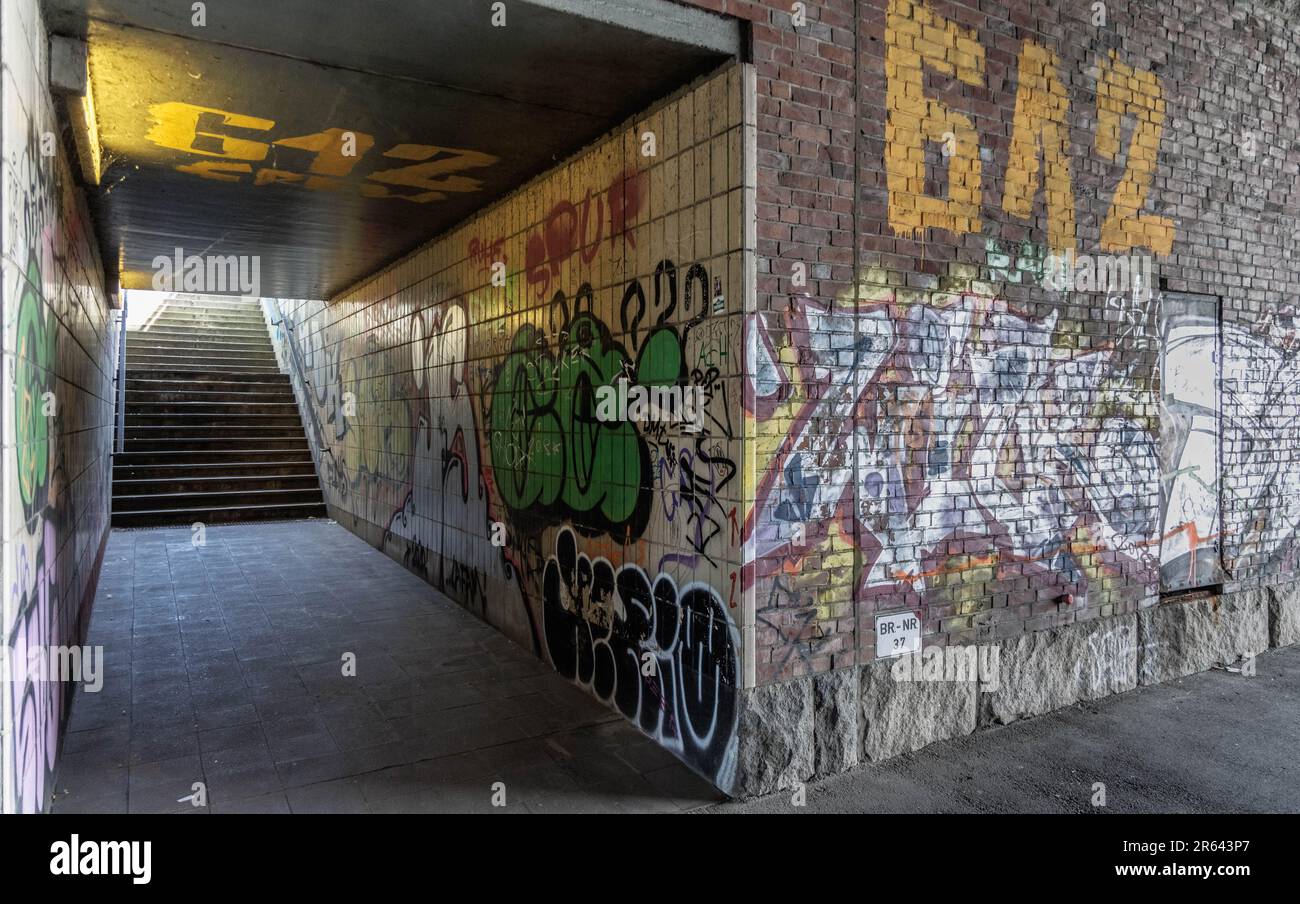 Hamburg, Germany. 31st May, 2023. An underpass spray-painted with ...