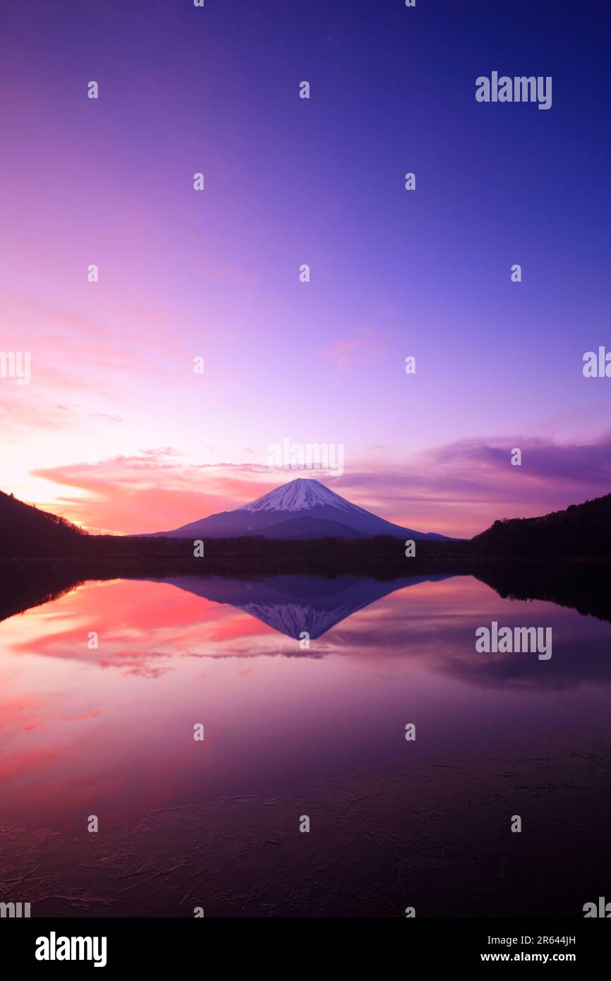 Lake Shojin, Mt. Fuji and morning glow water mirror Stock Photo - Alamy