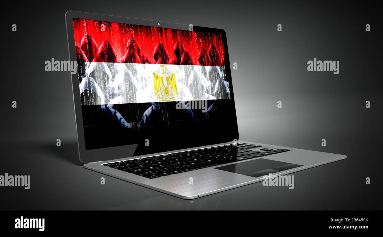 Egypt - country flag and hackers on laptop screen - cyber attack ...