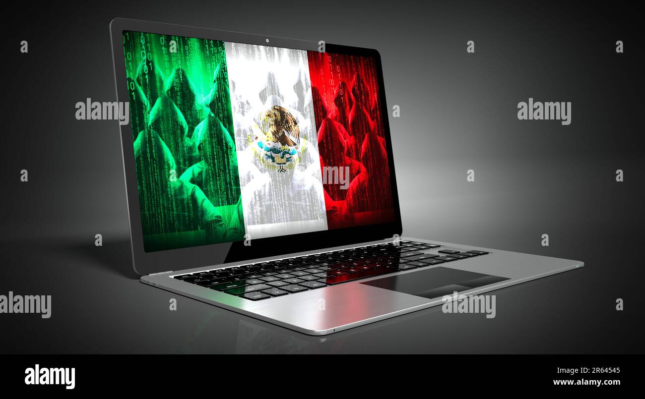 Mexico - country flag and hackers on laptop screen - cyber attack ...