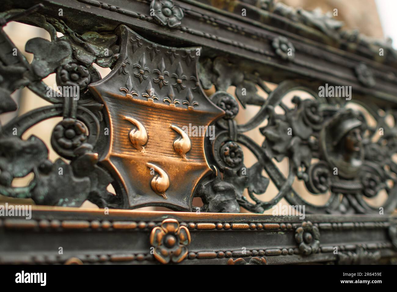 Family coat of arms of Bartolomeo Colleoni, Italian condottiere. Three ...