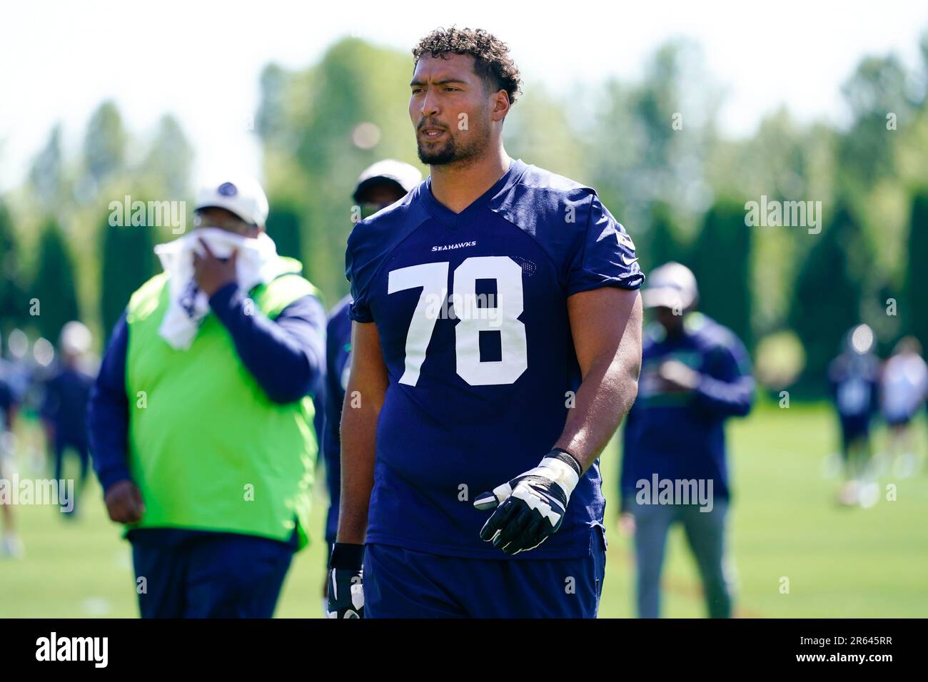 Seattle Seahawks tackle Stone Forsythe (78) walks off the field after ...