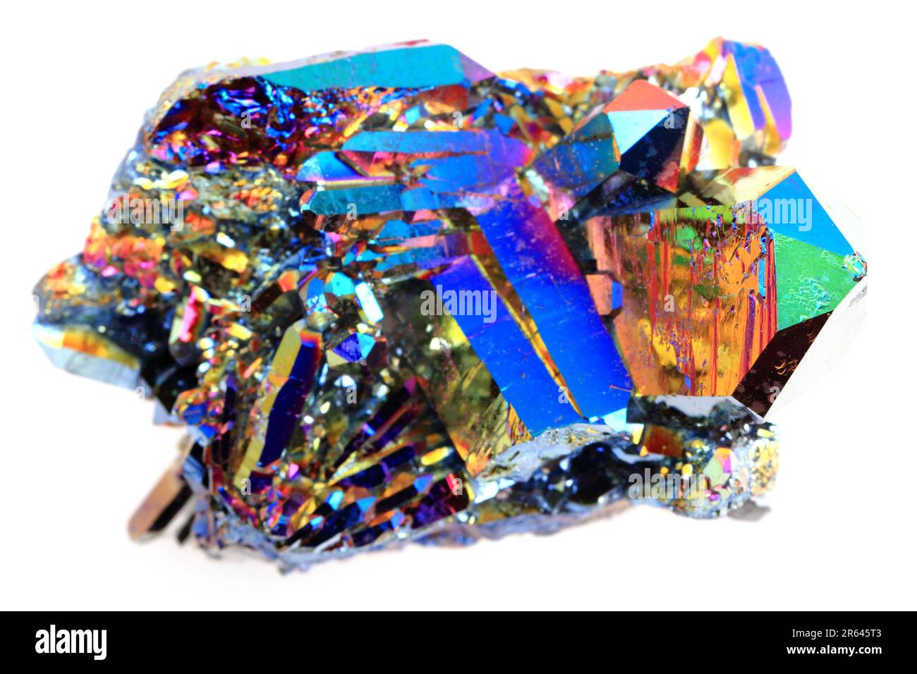 crystal with metal rainbow surface isolated on the white background Stock Photo - Alamy