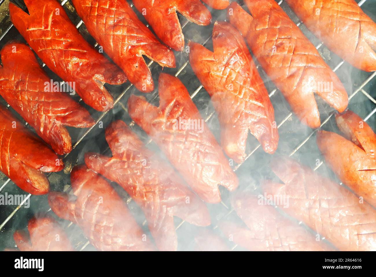 czech grilled sausages texture as very nice food background Stock Photo ...