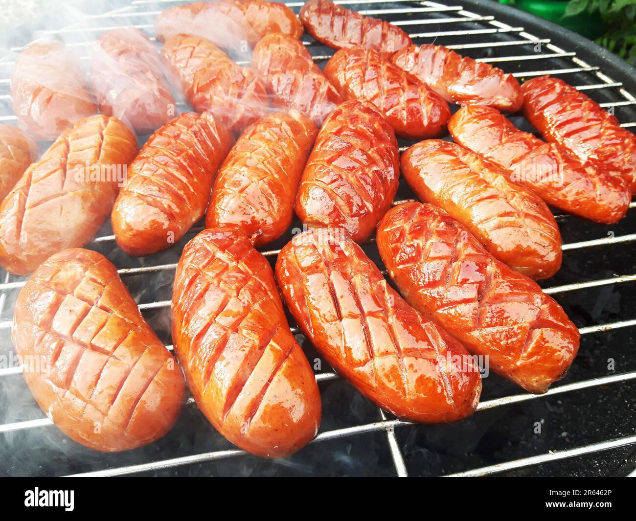 czech grilled sausages texture as very nice food background Stock Photo ...