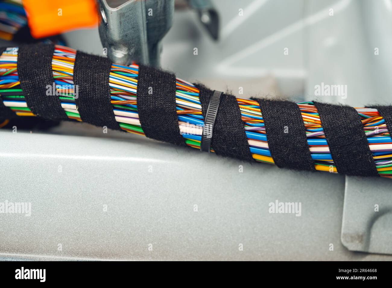 Electric wiring system with colorful wires in the car Stock Photo - Alamy