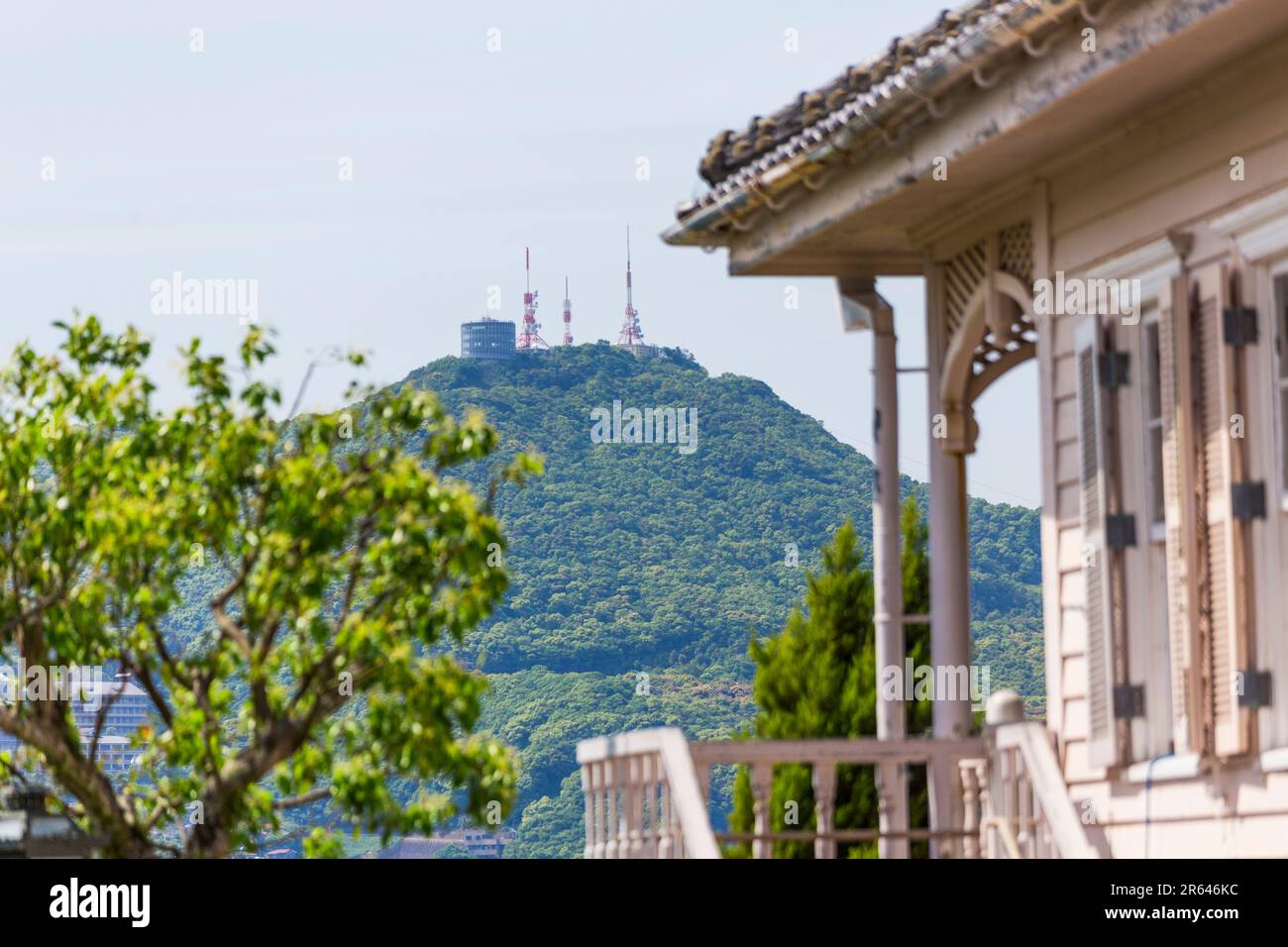 Western-style buildings in Glover Garden and Mt. Inasayama Stock Photo ...