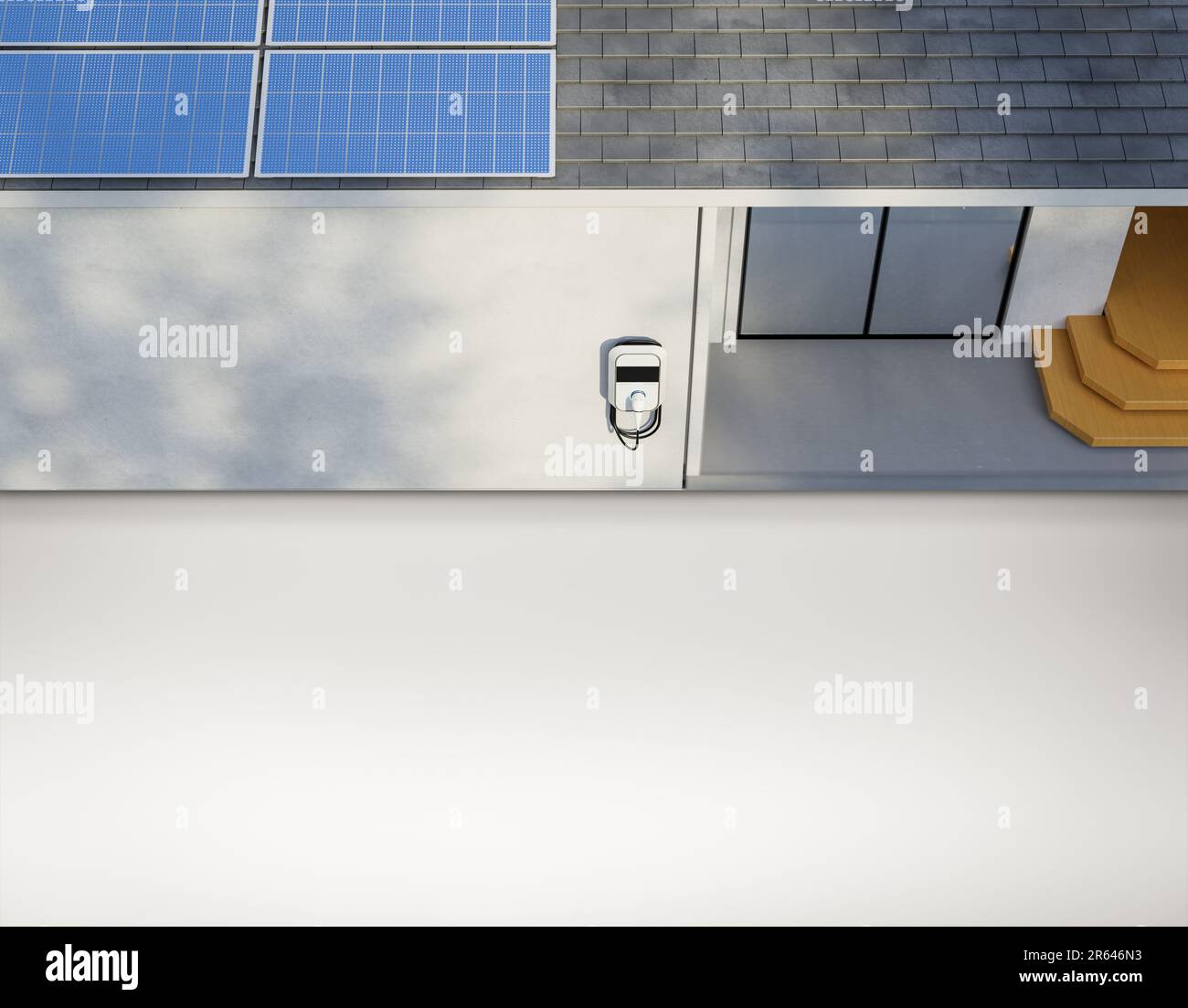 3d rendering solar panel on roof generate electricity for home garage ...