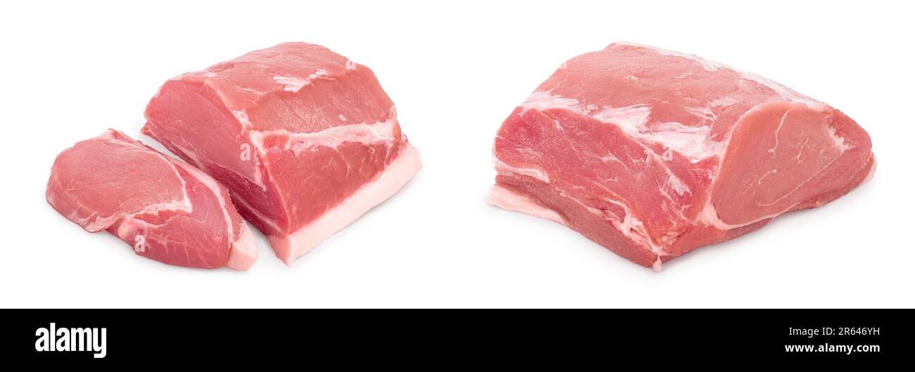 Raw pork meat isolated on white background Stock Photo - Alamy