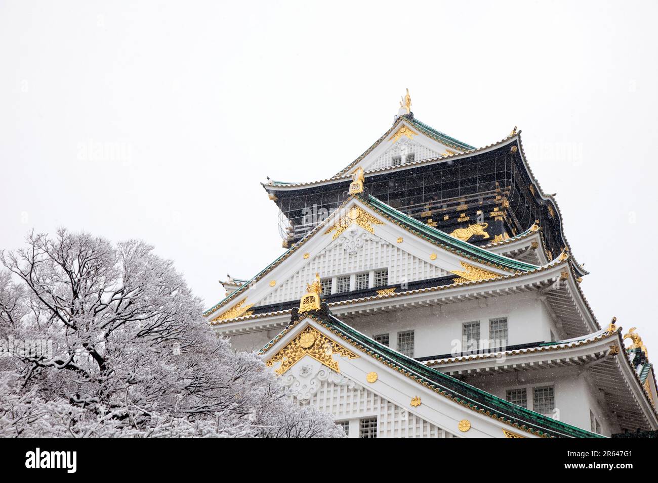 Osaka Castle and snow Stock Photo - Alamy