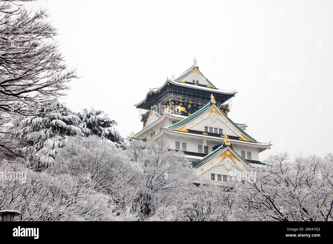 Osaka Castle and snow Stock Photo - Alamy