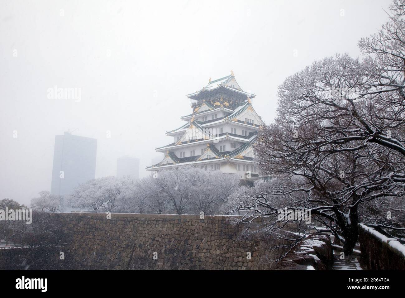 Osaka Castle and snow Stock Photo - Alamy