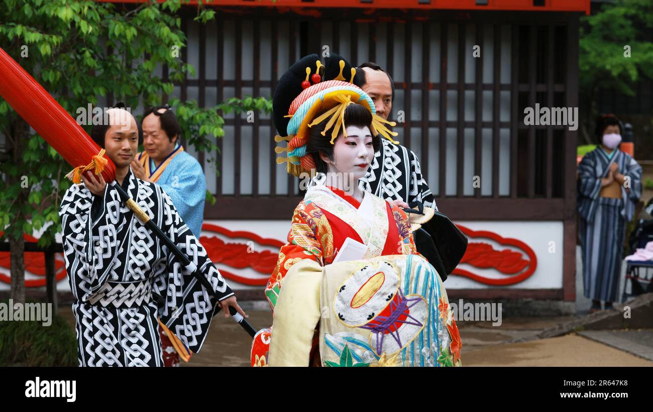 Nikko, Japan - May 1 2023: the unidentified artist dress like Geisha in ...