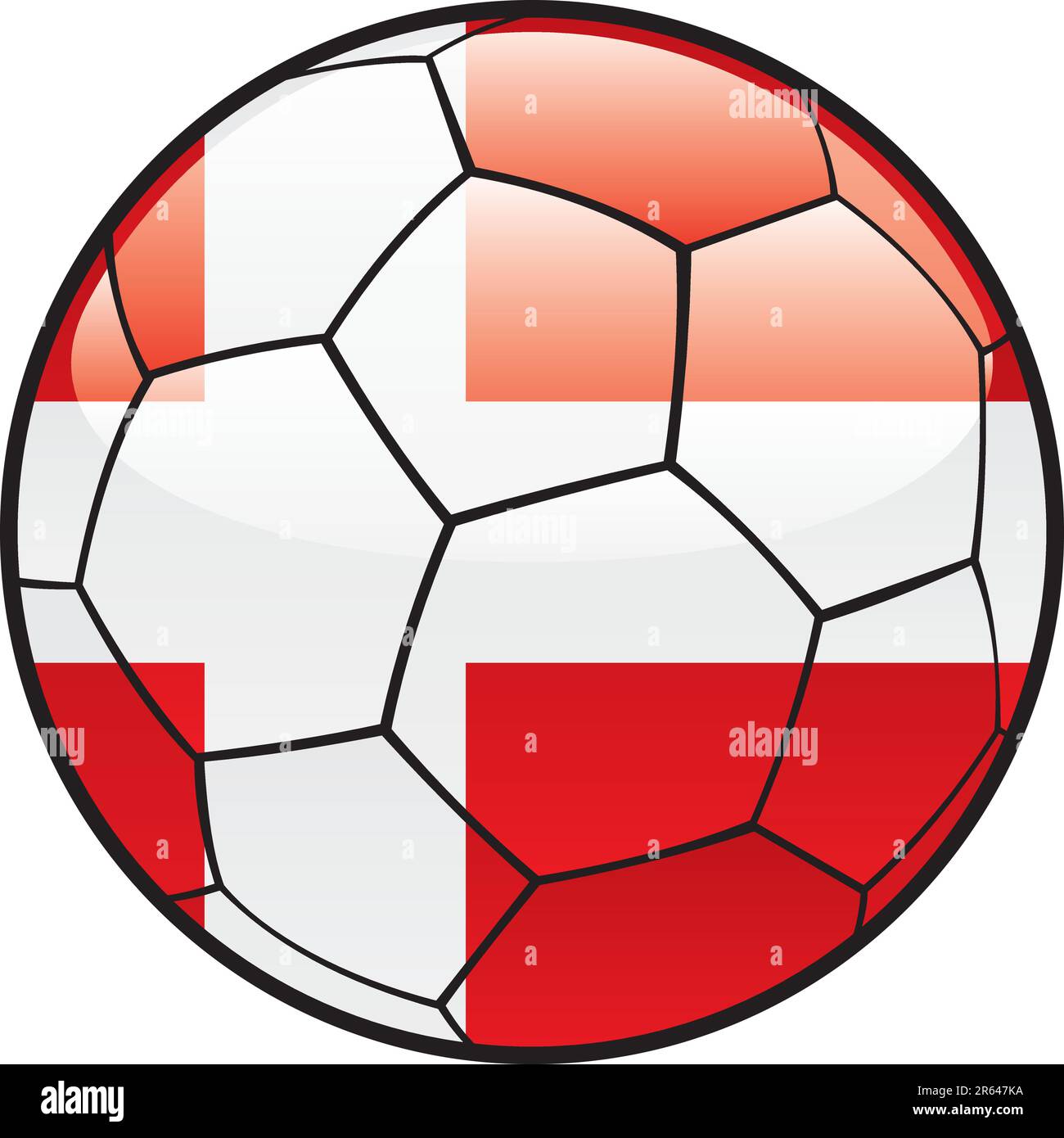 fully editable illustration flag of Denmark on soccer ball Stock Vector ...