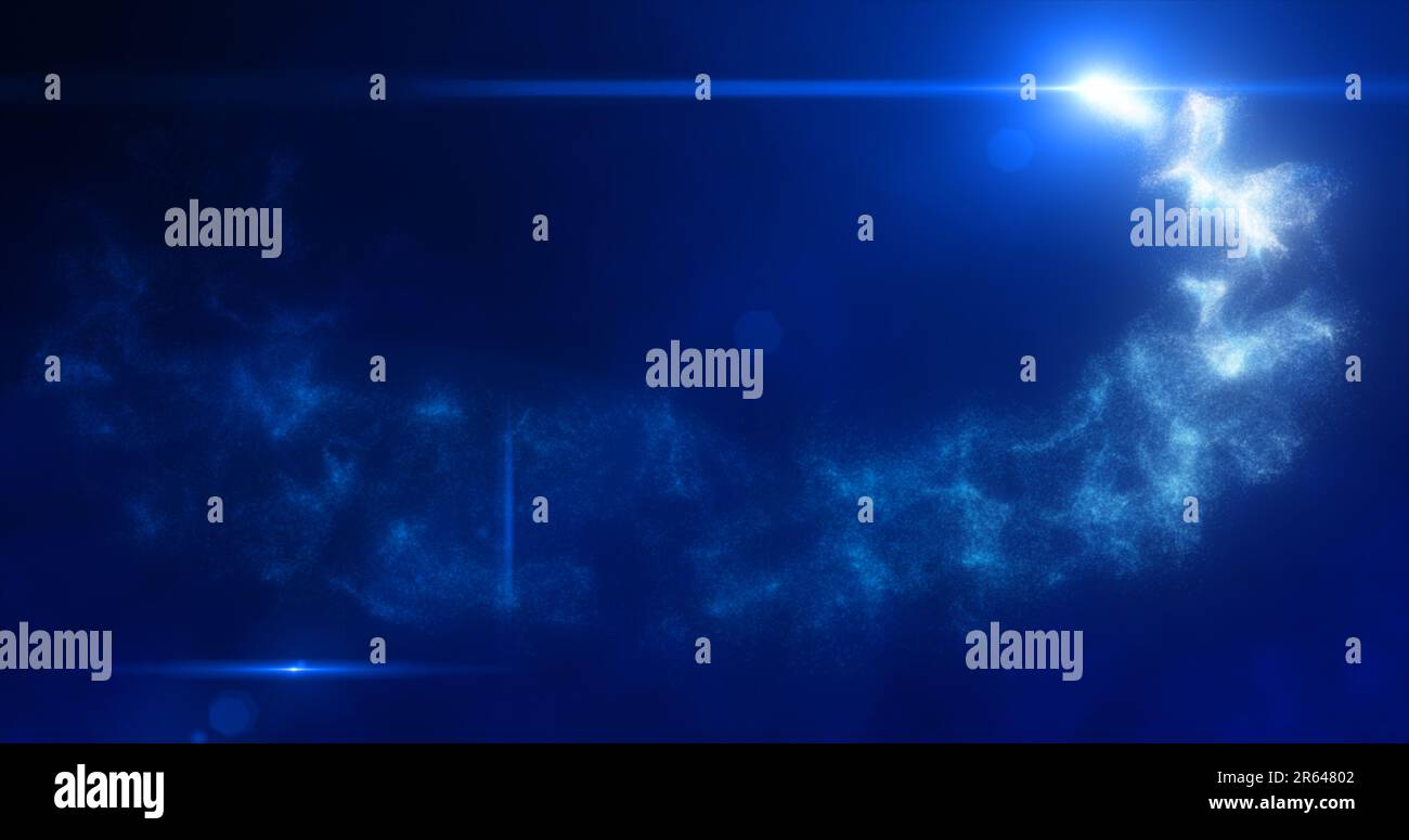 Abstract blue glowing energy magic particle comet flying along the path ...