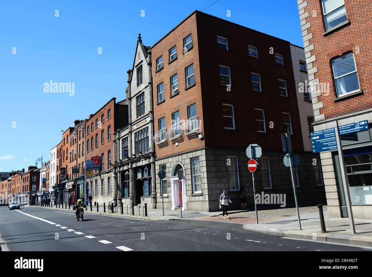 Beautiful buildings along Arran Quay by the Liffey River in Dublin ...
