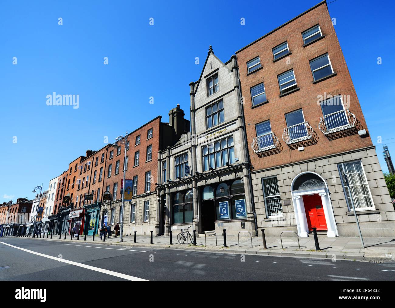 Beautiful buildings along Arran Quay by the Liffey River in Dublin ...