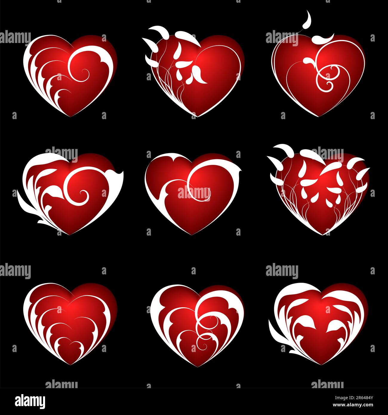 A set of nine hearts on a black background Stock Vector Image & Art - Alamy