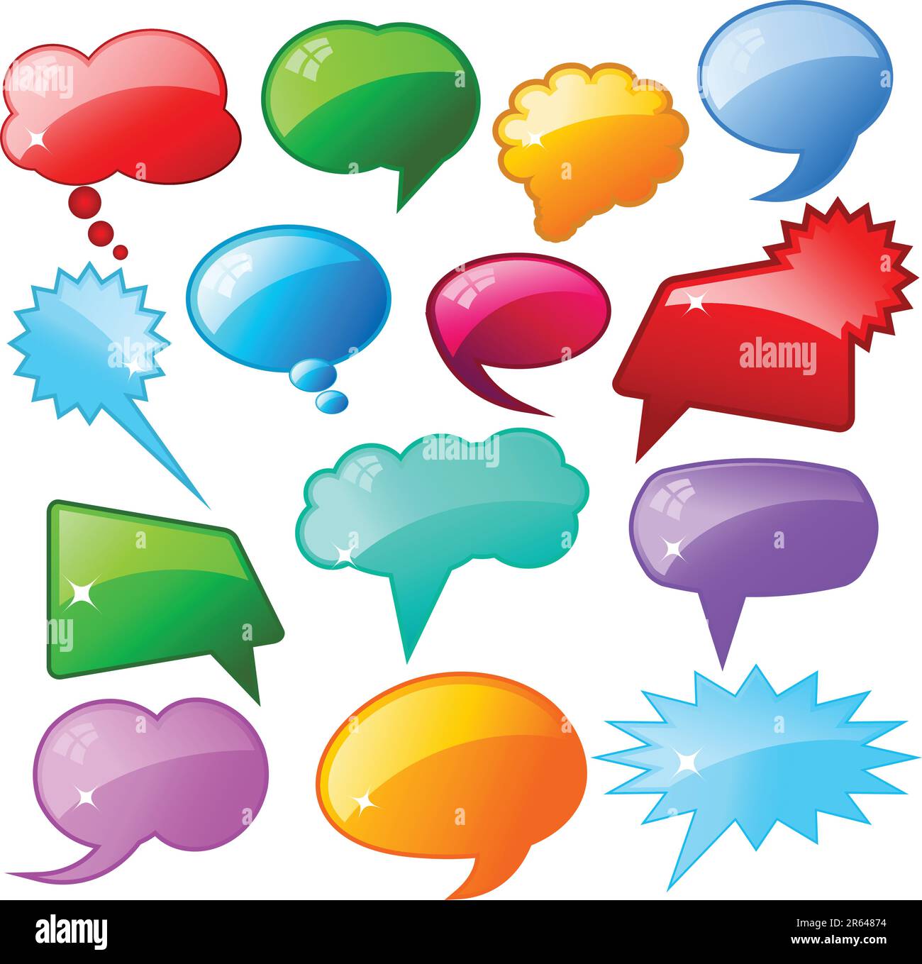 Large collection of coloured glossy speech bubbles Stock Vector Image ...