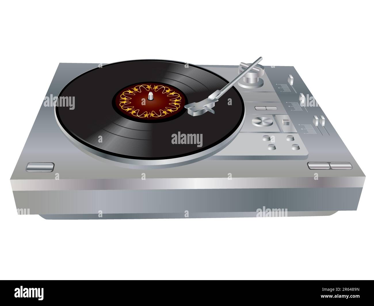 Vector image of a vinyl DJ's deck grey colour on white background Stock ...