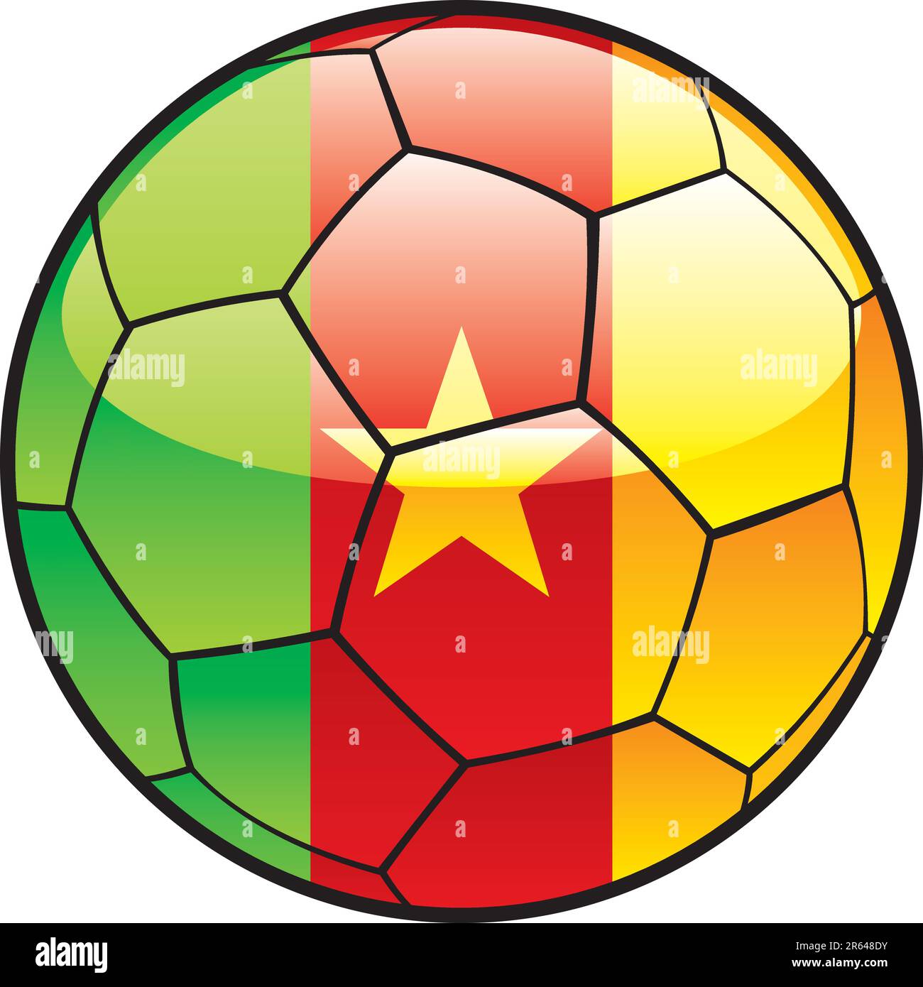 fully editable illustration flag of Cameroon on soccer ball Stock ...