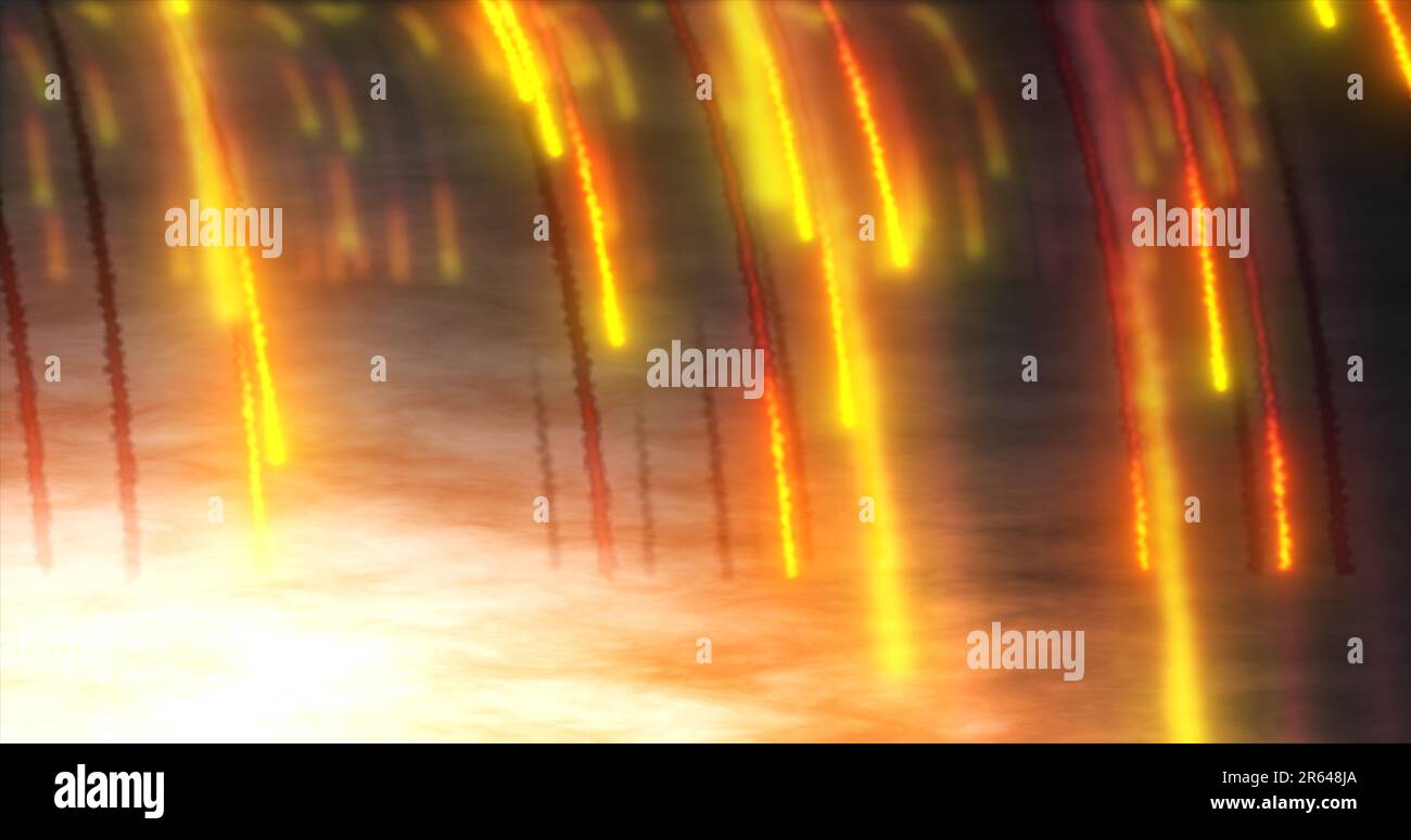 Abstract bright meteors burning falling from the sky, meteorites ...