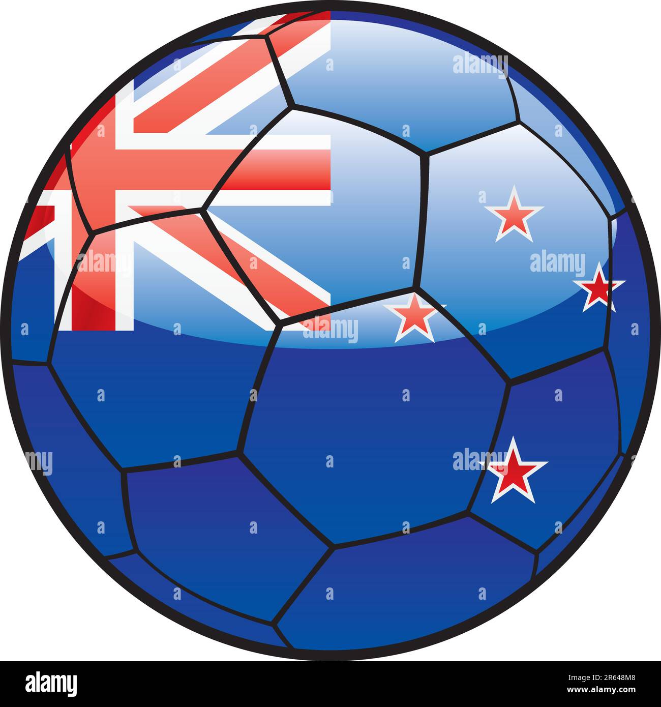 fully editable illustration flag of New Zealand on soccer ball Stock ...