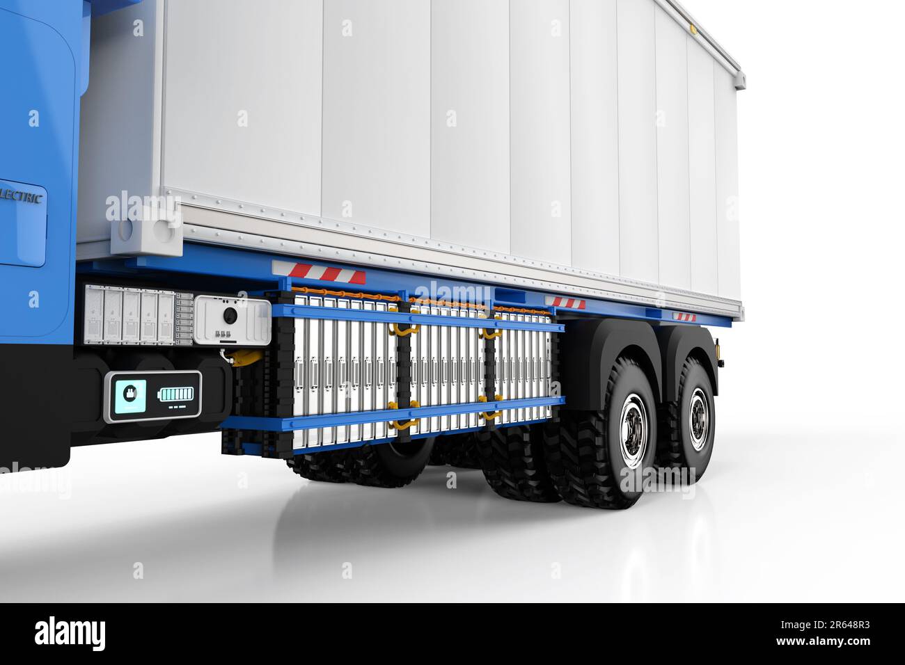 3d rendering ev logistic trailer truck or electric vehicle lorry with ...