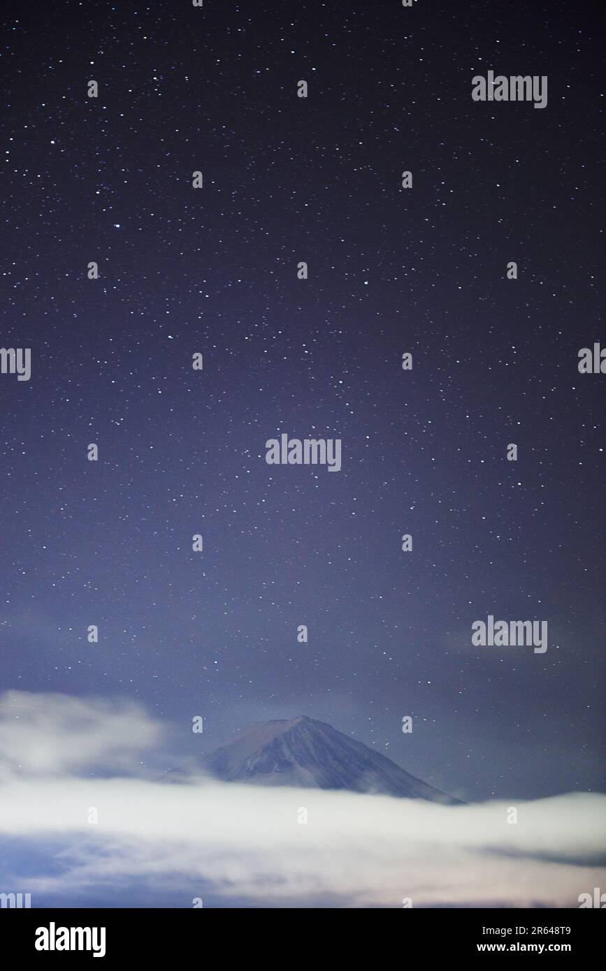 Scenery and Sky of Mt. Fuji at Night Stock Photo - Alamy