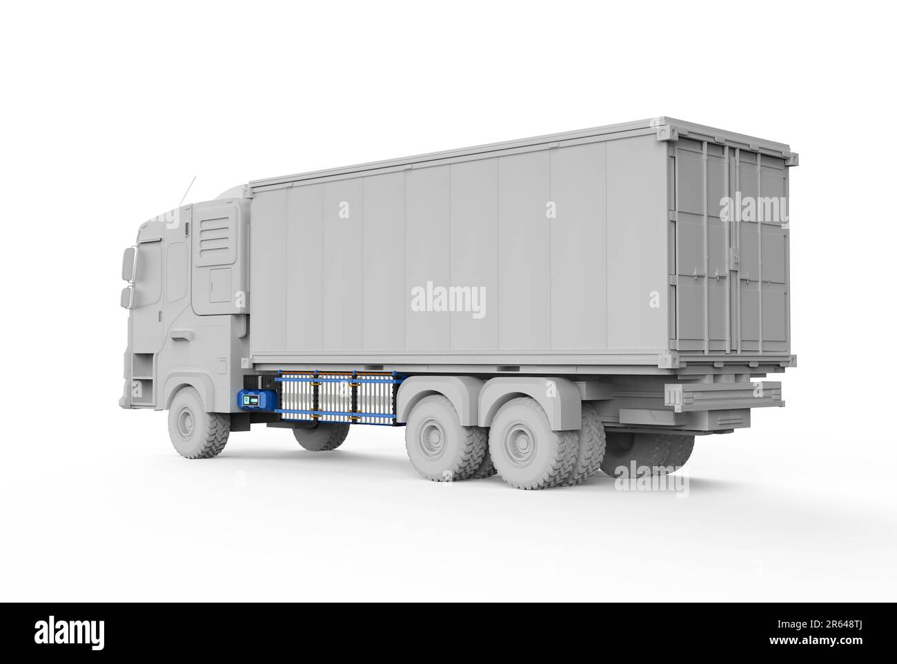 3d rendering ev logistic trailer truck or electric vehicle lorry model ...