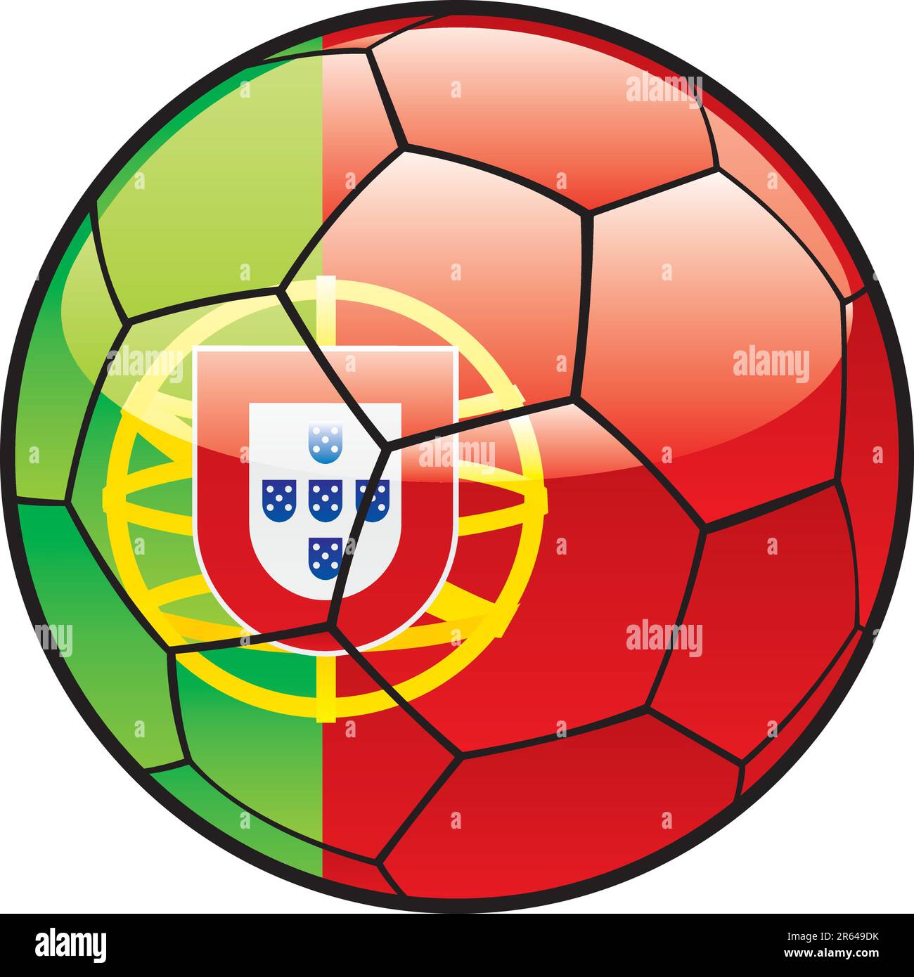 fully editable illustration flag of Portugal on soccer ball Stock ...