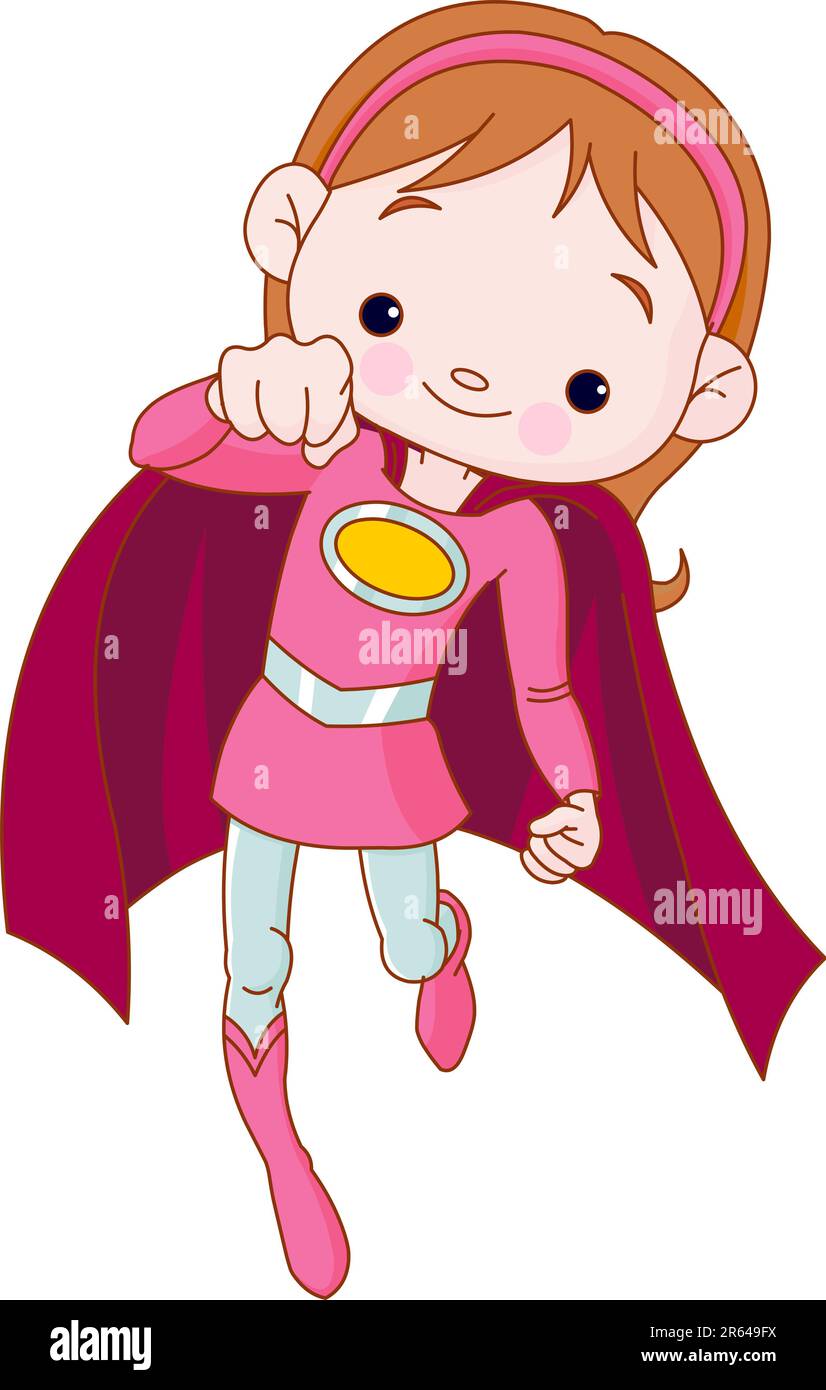 Illustration of Super hero Girl flying Stock Vector Image & Art - Alamy