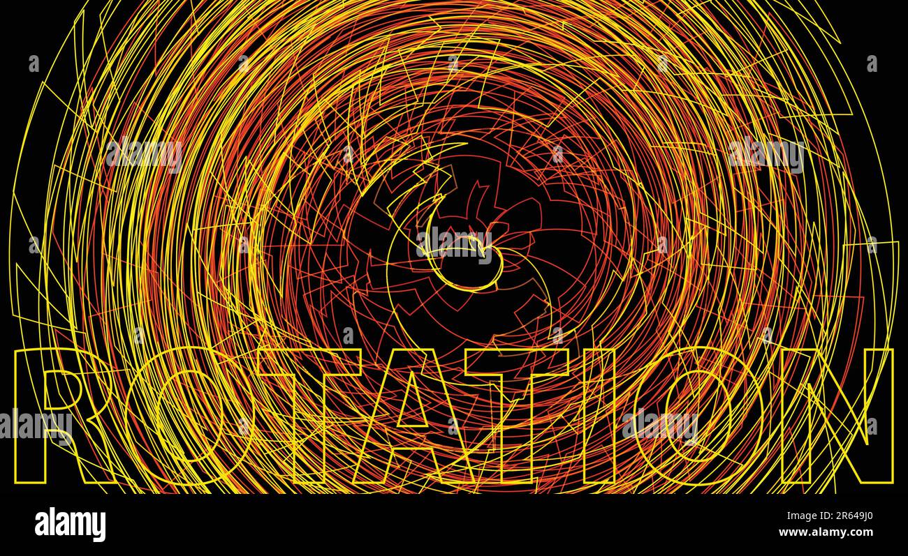 Rotation by thin tangled lines on black background. Complicated vector graphic structure Stock ...