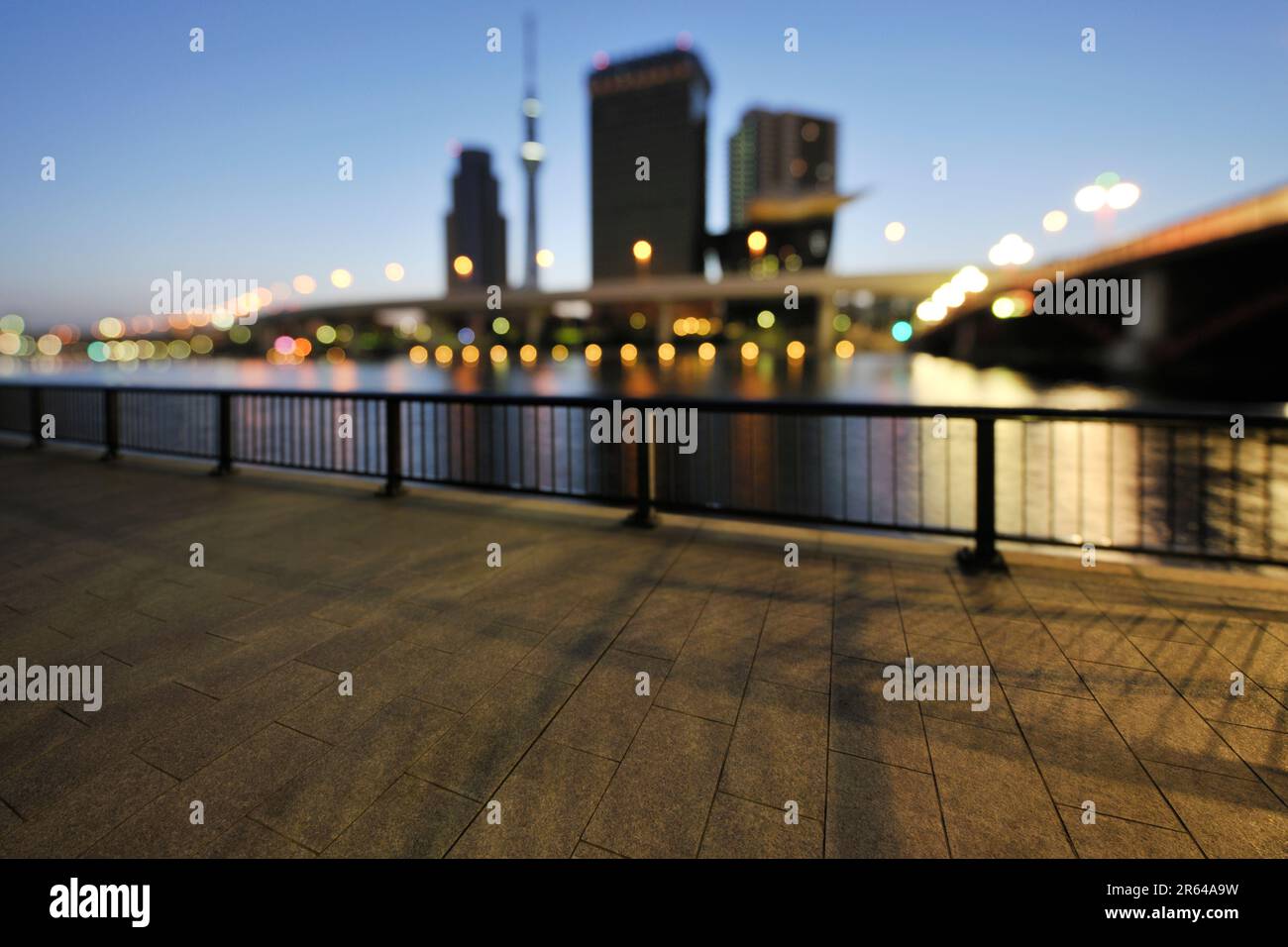 Sumida River at dawn and Sumida River Terrace Stock Photo - Alamy