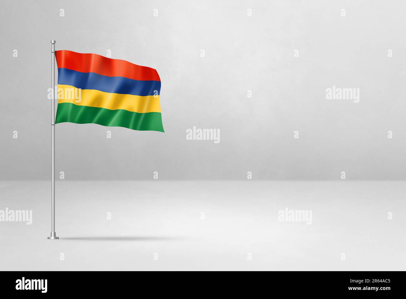 Mauritius flag, 3D illustration, isolated on white concrete wall ...