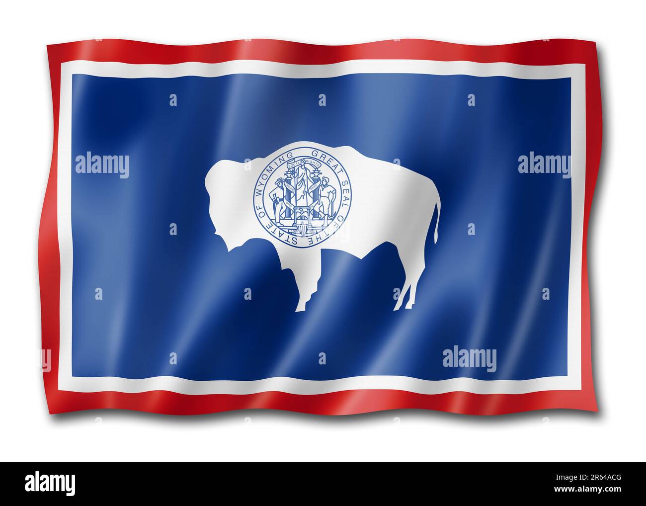 Wyoming flag, united states waving banner collection. 3D illustration ...