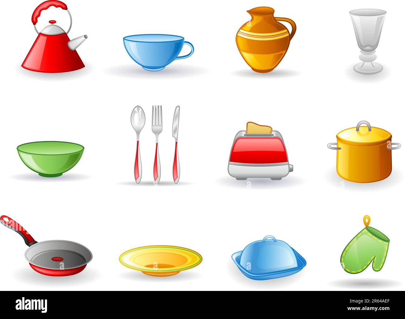 Kitchen utensil icon set. Isolated on a white background Stock Vector ...
