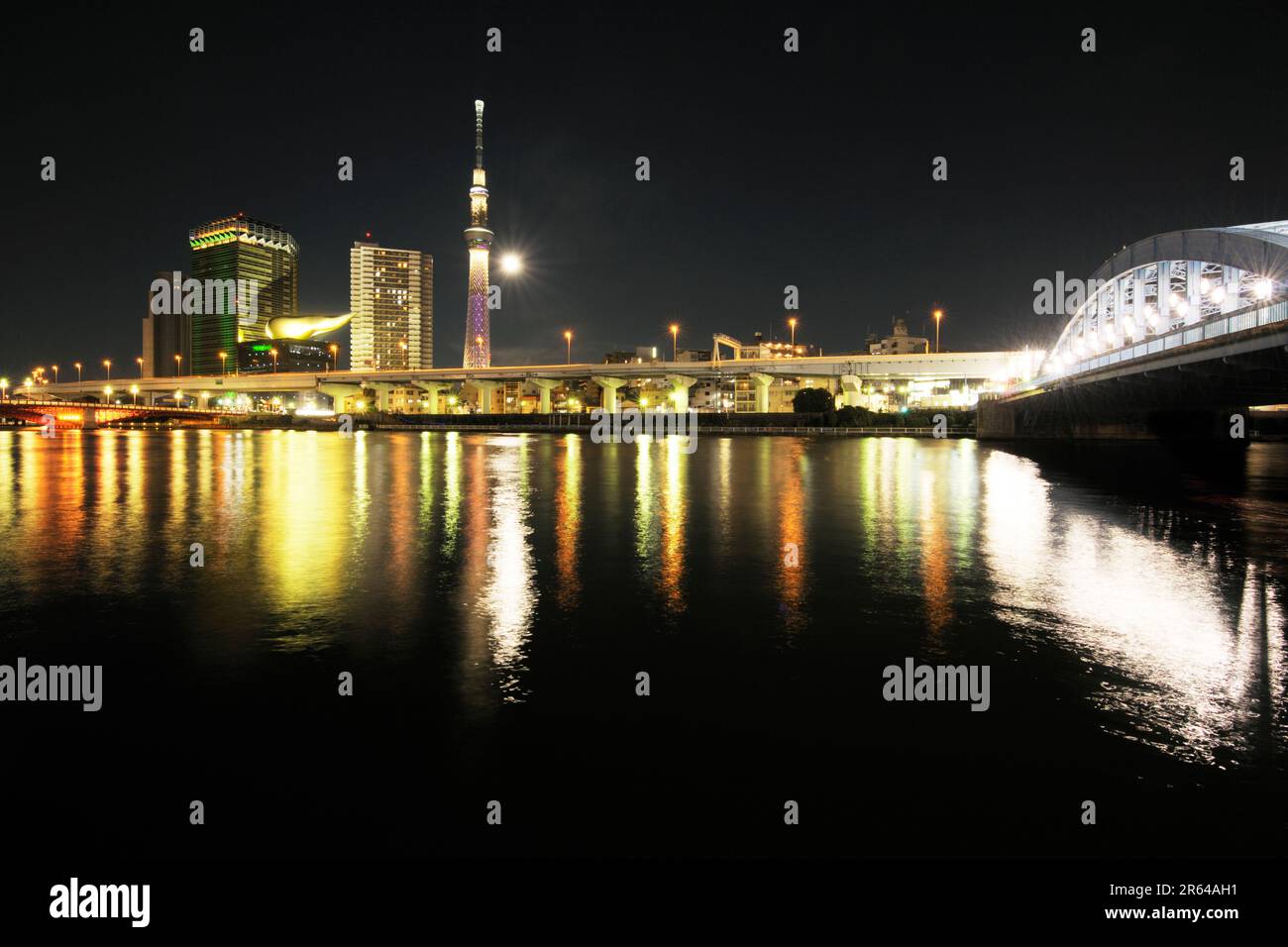 Night view of Sumida River at full moon Stock Photo - Alamy