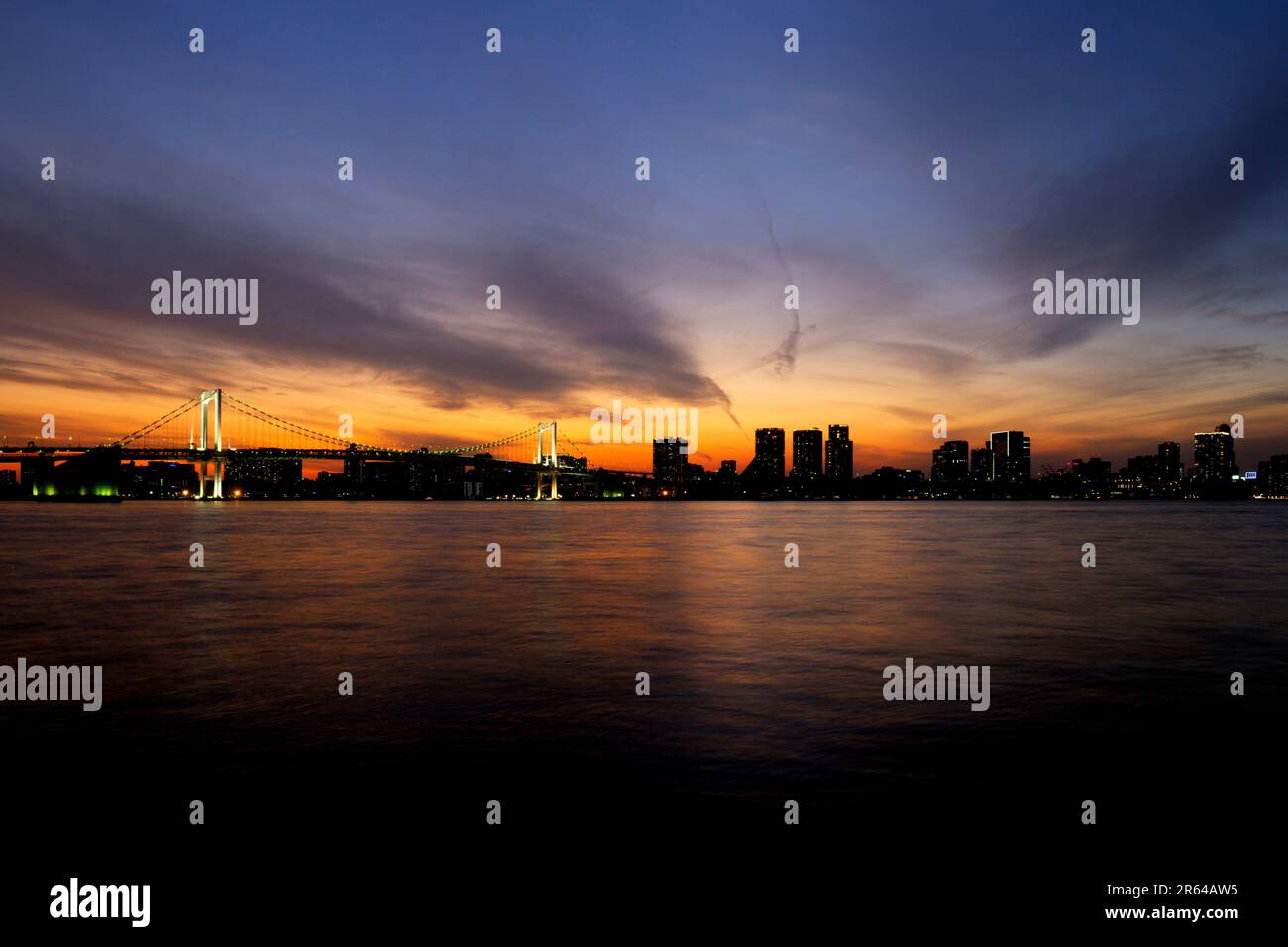 Tokyo Harbor and Rainbow Bridge Sunset Stock Photo - Alamy