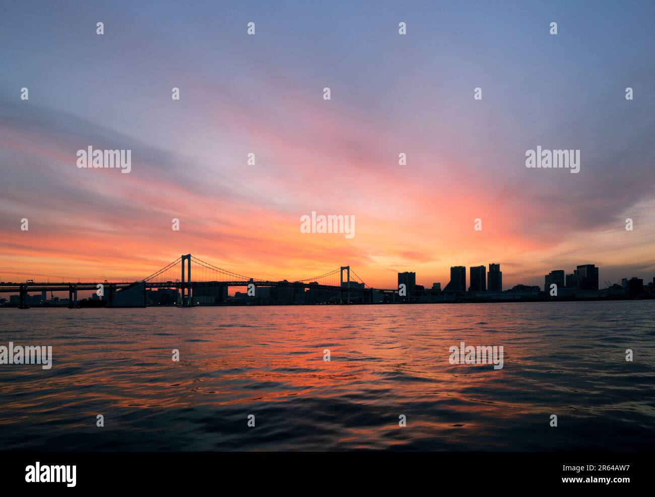 Tokyo Harbor and Rainbow Bridge Sunset Stock Photo - Alamy