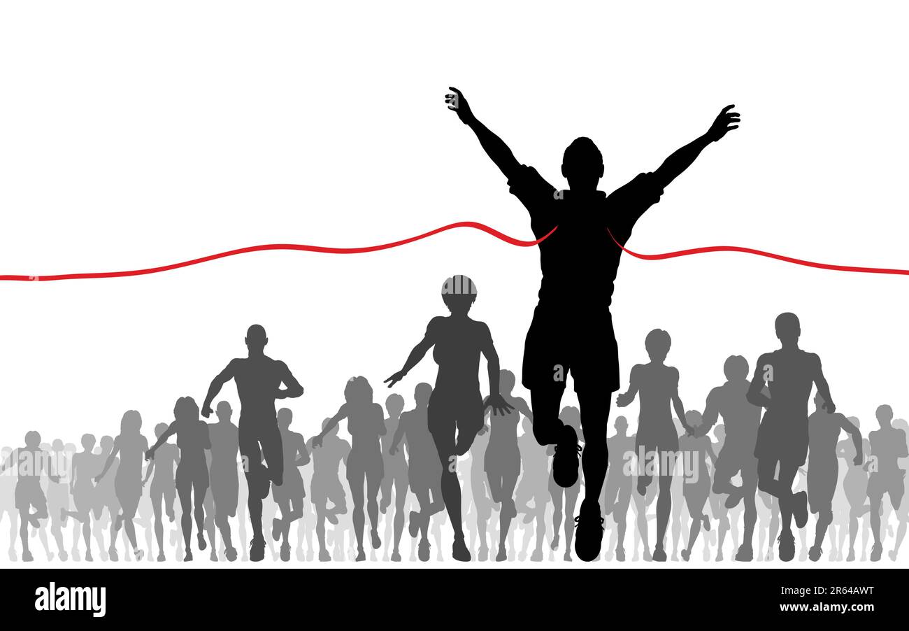 Editable vector illustration of a man winning a race Stock Vector Image ...