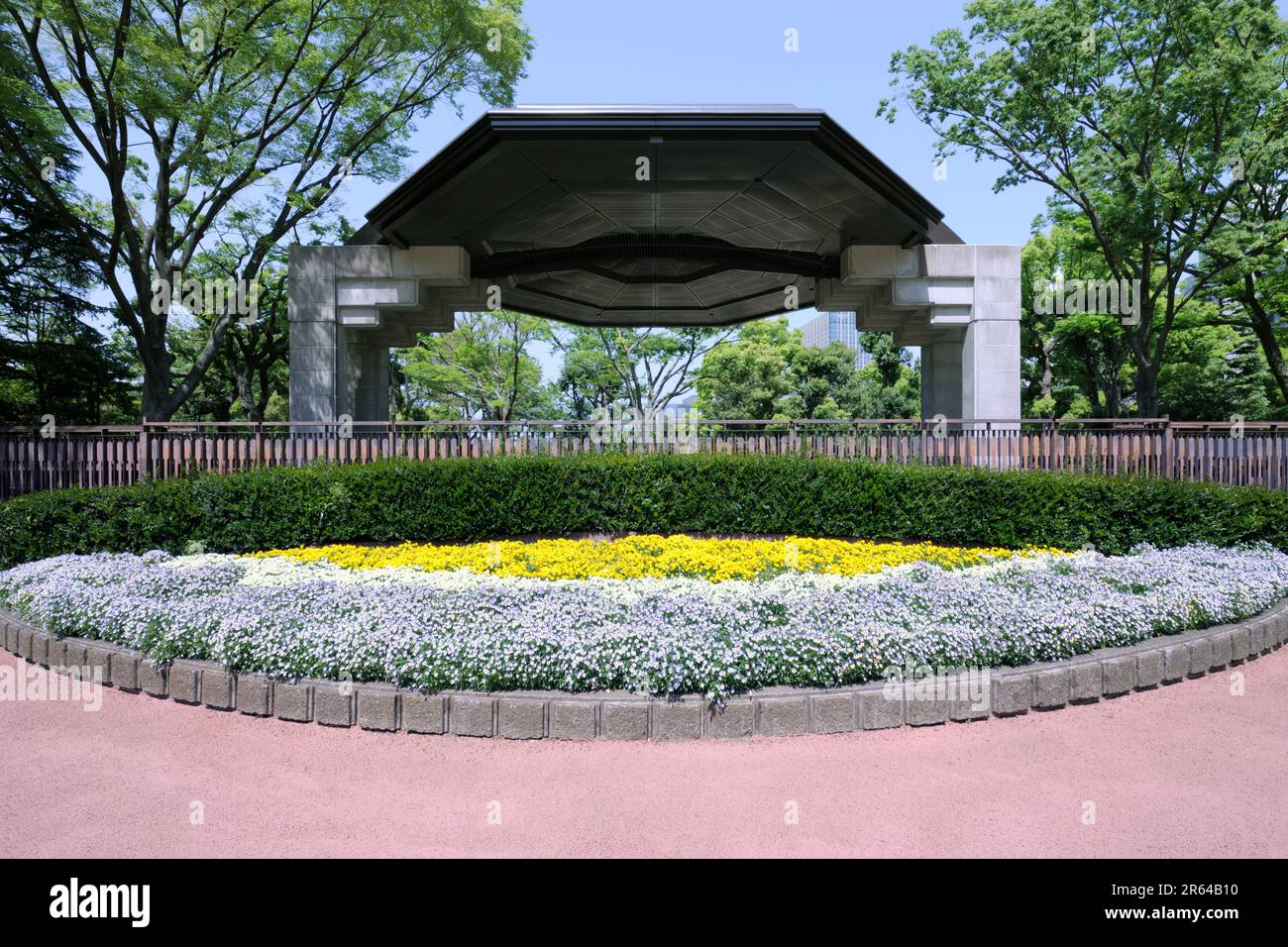 Outdoor Concert Hall and Flowerbeds in Hibiya Park Stock Photo - Alamy