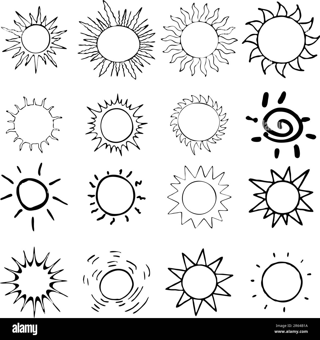 Set abstract SUN icons symbols comic vector illustration Stock Vector ...