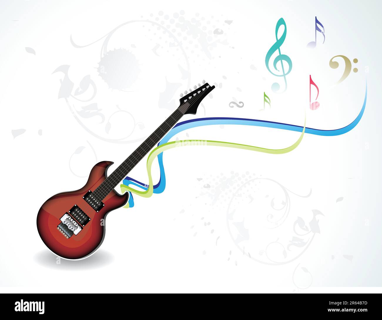 abstract musical guitar with musical words vector illustration Stock ...