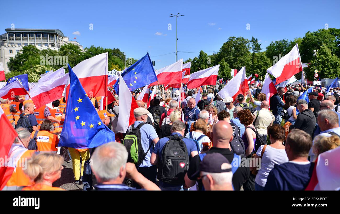 Warsaw, Poland. 4 June 2023. Hundreds of thousands march in anti ...