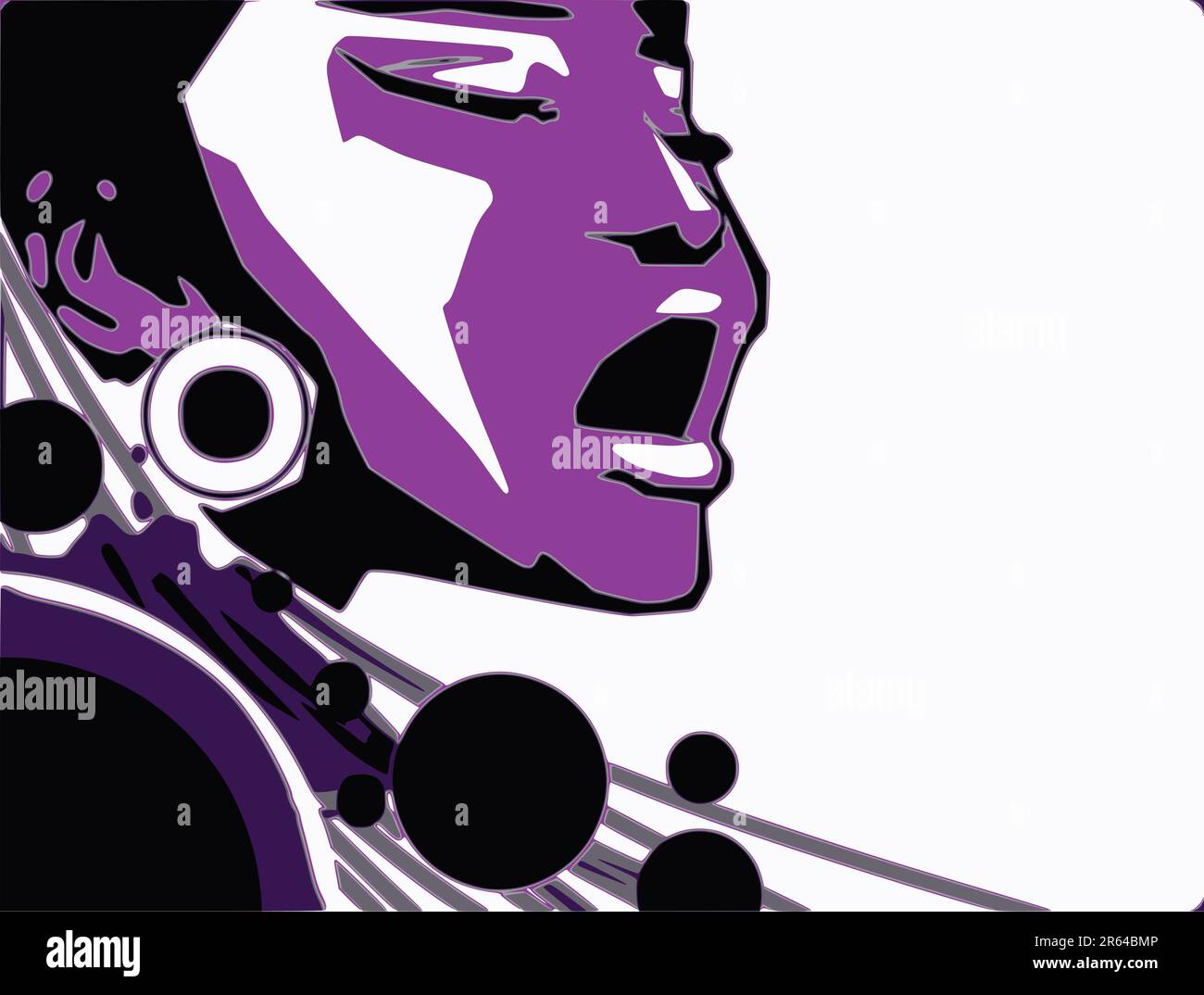 woman singing , cartoon style, portrait, not of any particular person ...